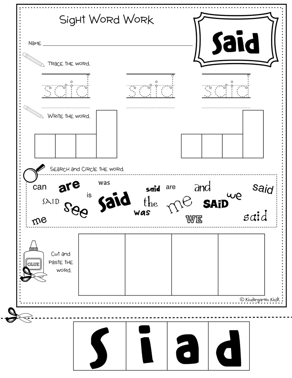 Kindergarten Sight Word Practice Worksheets - Kindergarten Worksheets