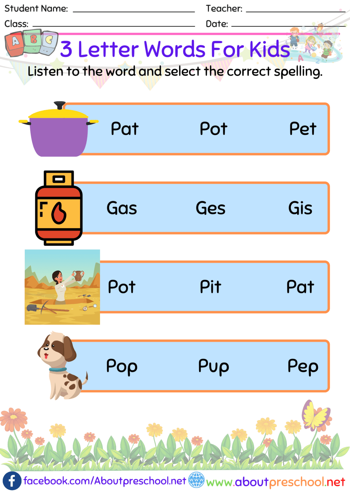 Three Letter Words For Kindergarten Worksheets - Kindergarten Worksheets