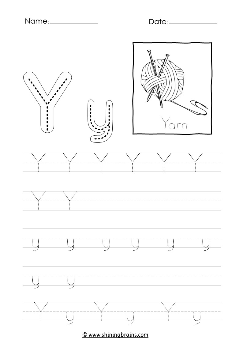 Tracing Letter Y Worksheets For Kindergarten - Kindergarten Worksheets