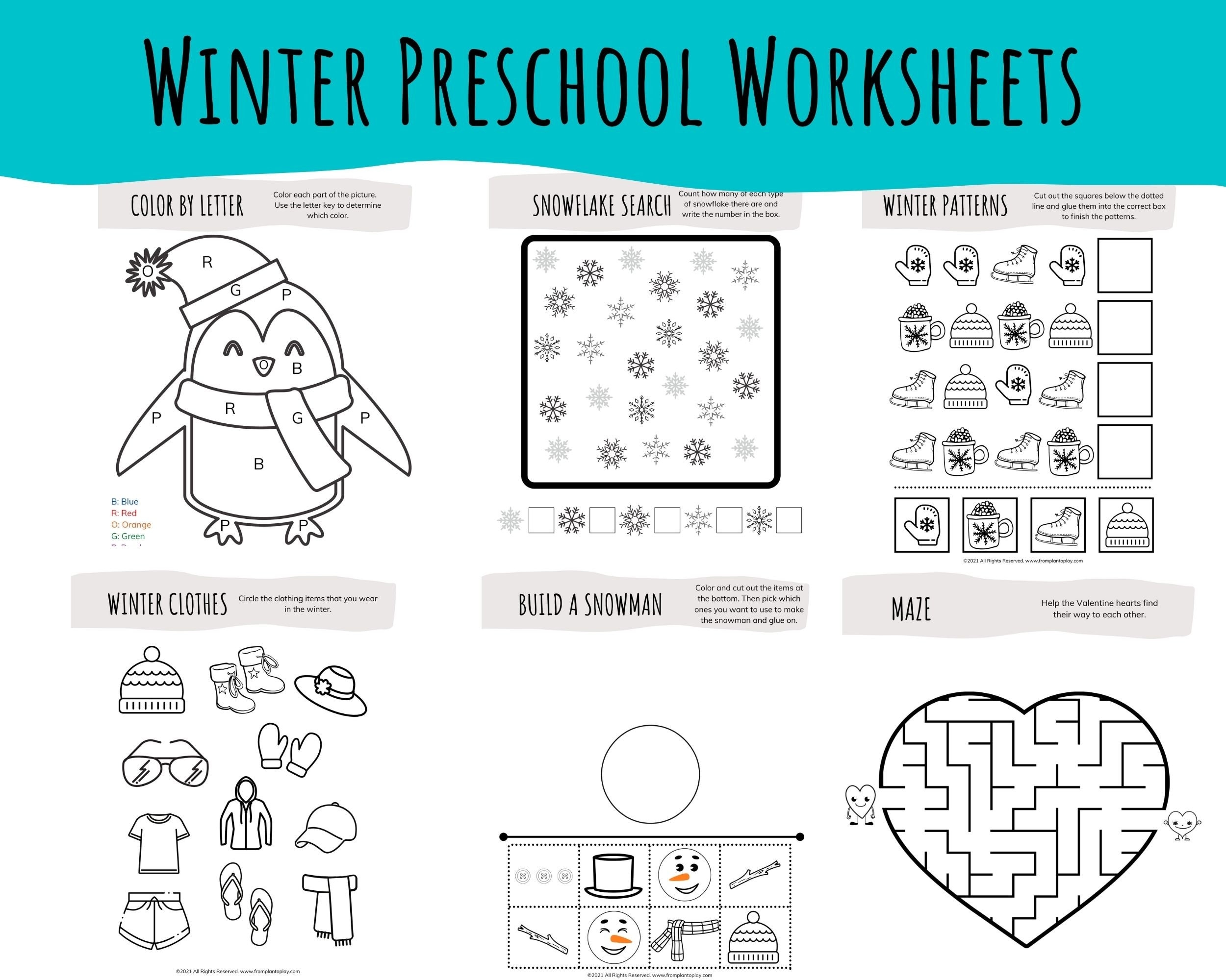 Preschool Winter Worksheets For Kindergarten - Kindergarten Worksheets