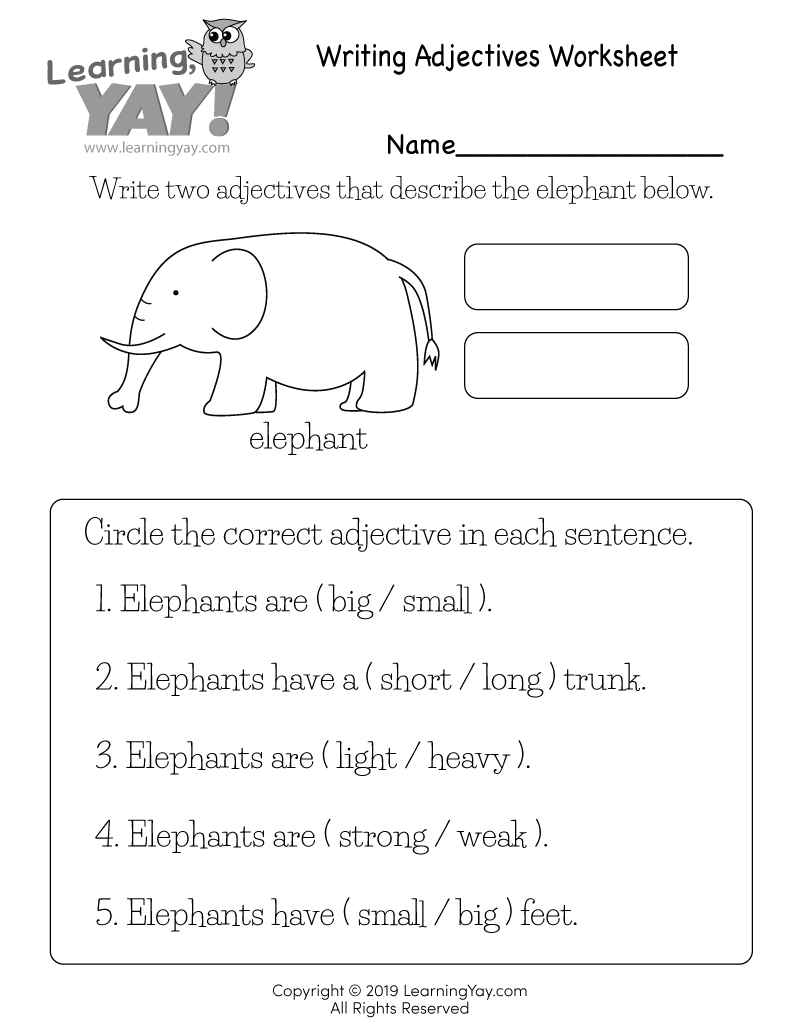 Adjectives Worksheets For Kindergarten - Kindergarten Worksheets