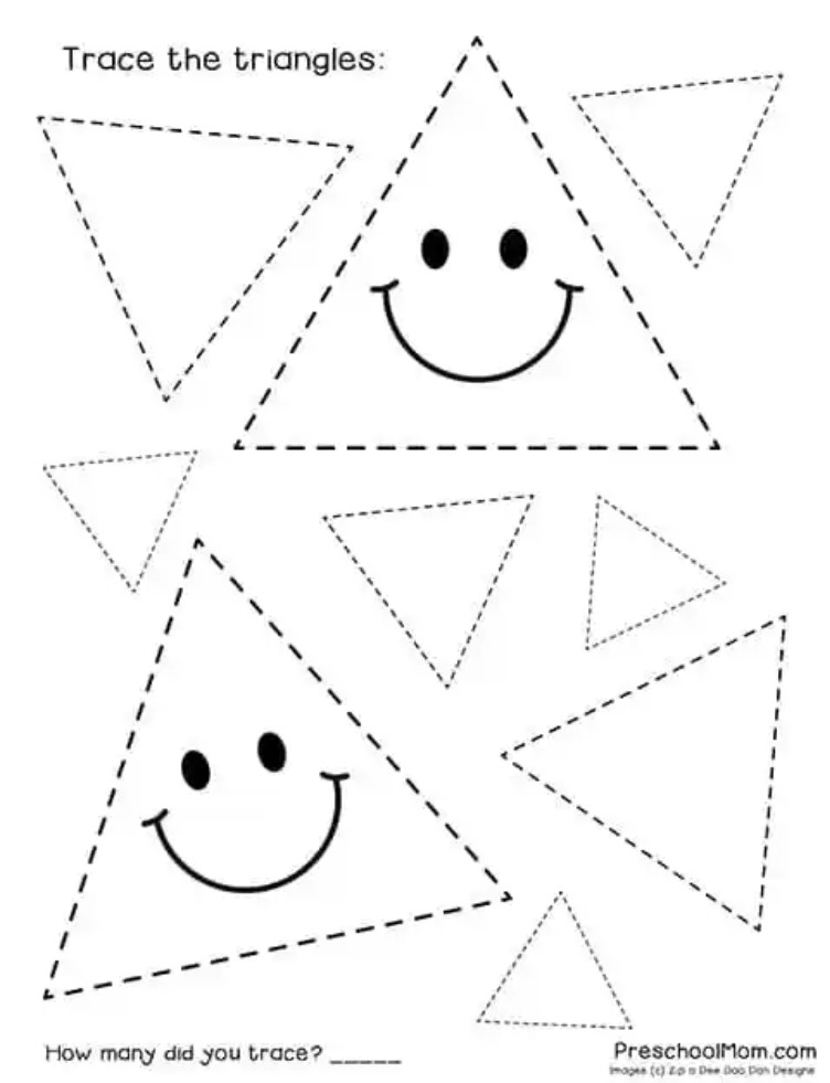 Tracing Shapes Worksheets For Kindergarten Printable Free