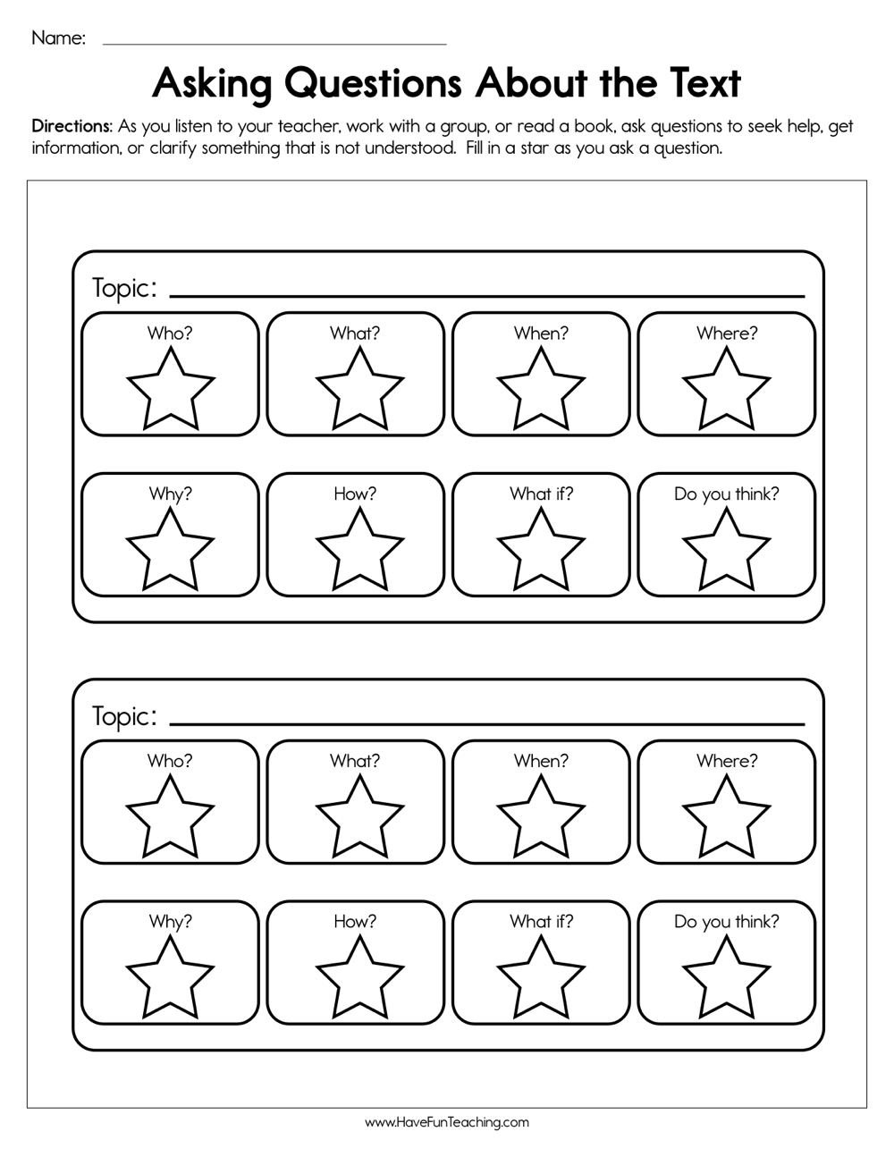 Asking Questions Worksheet For Kindergarten - Kindergarten Worksheets