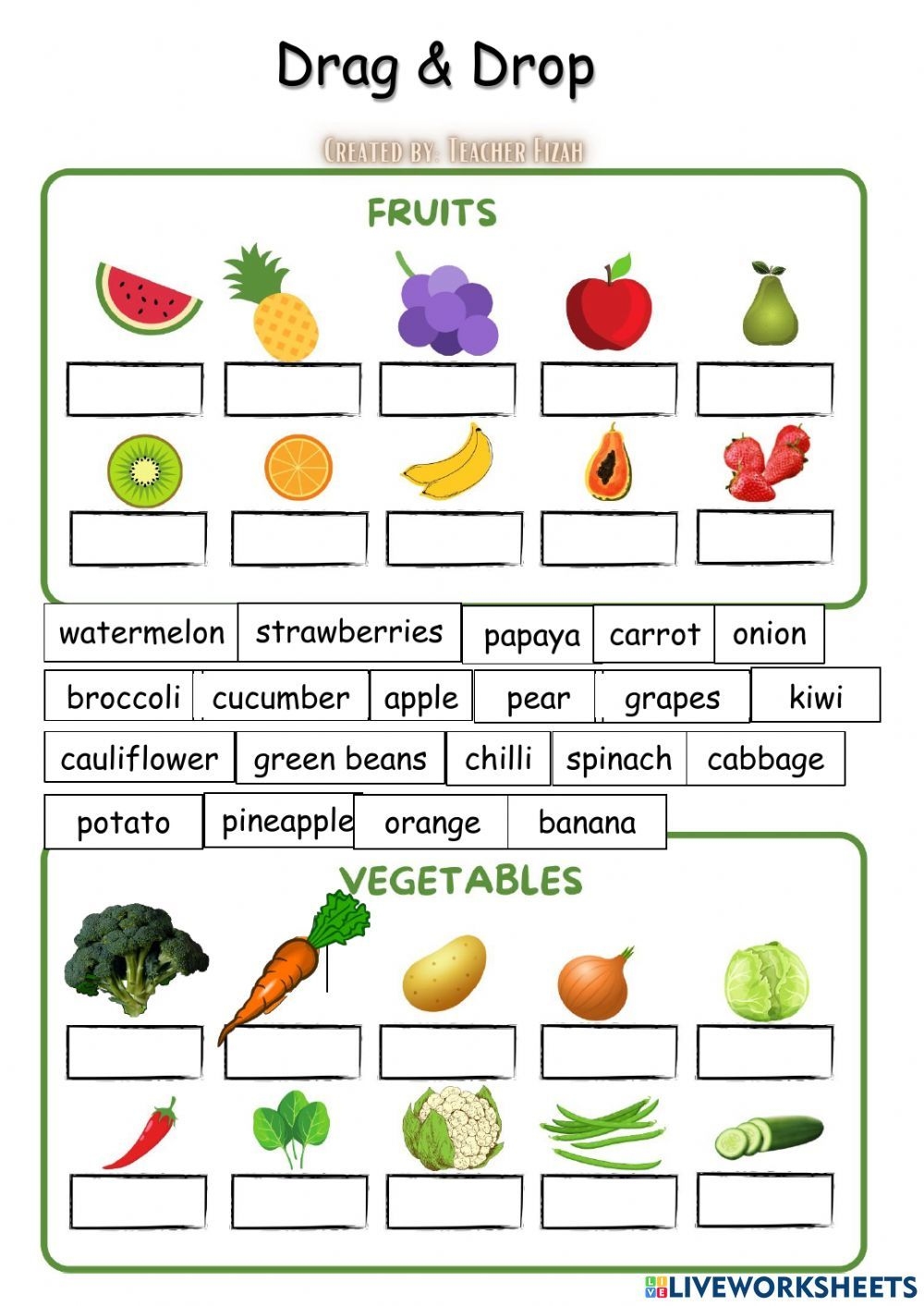 Fruits And Vegetables Worksheets For Kindergarten Pdf - Kindergarten ...