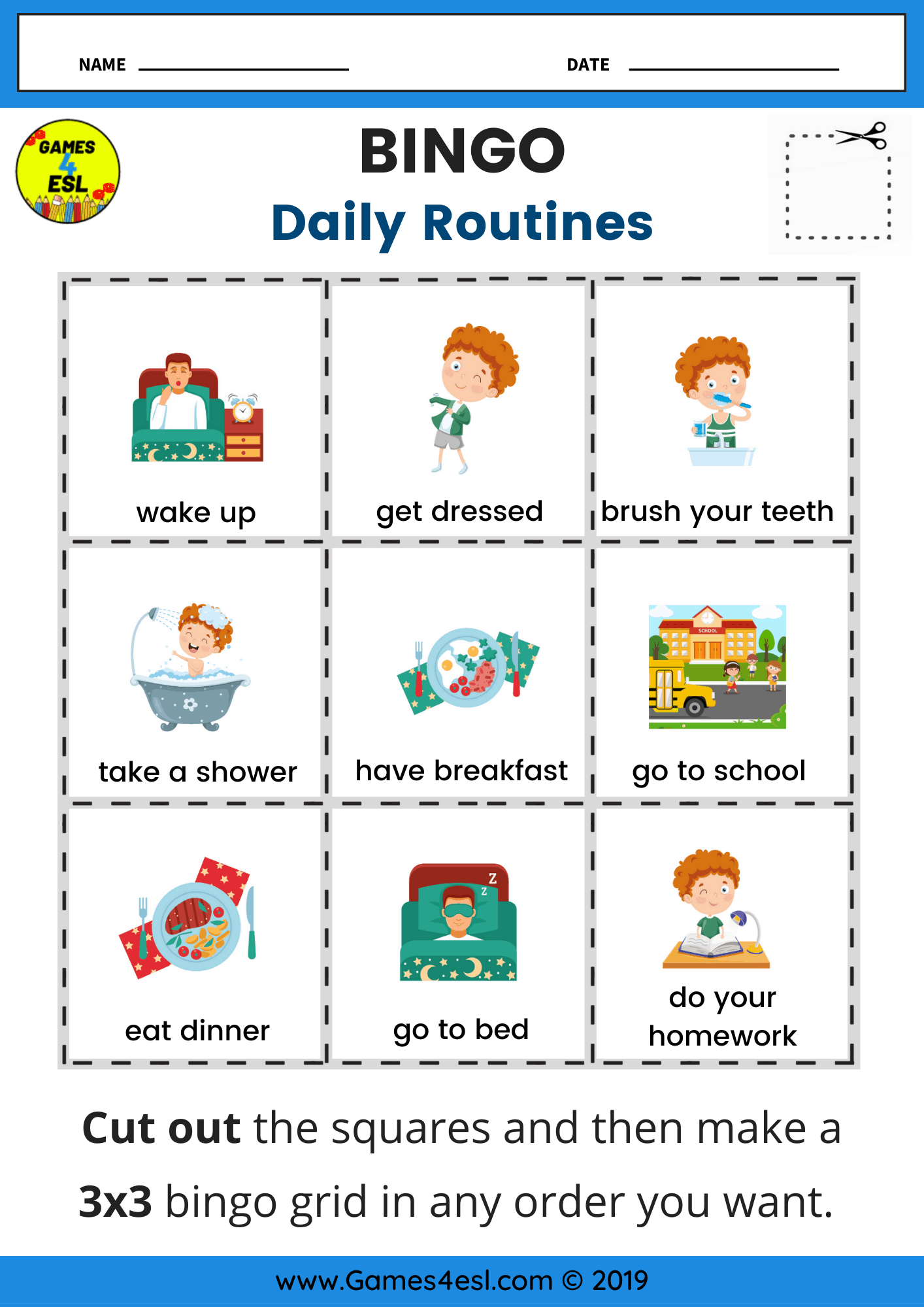 Daily Activities Worksheet For Kids - Kindergarten Worksheets