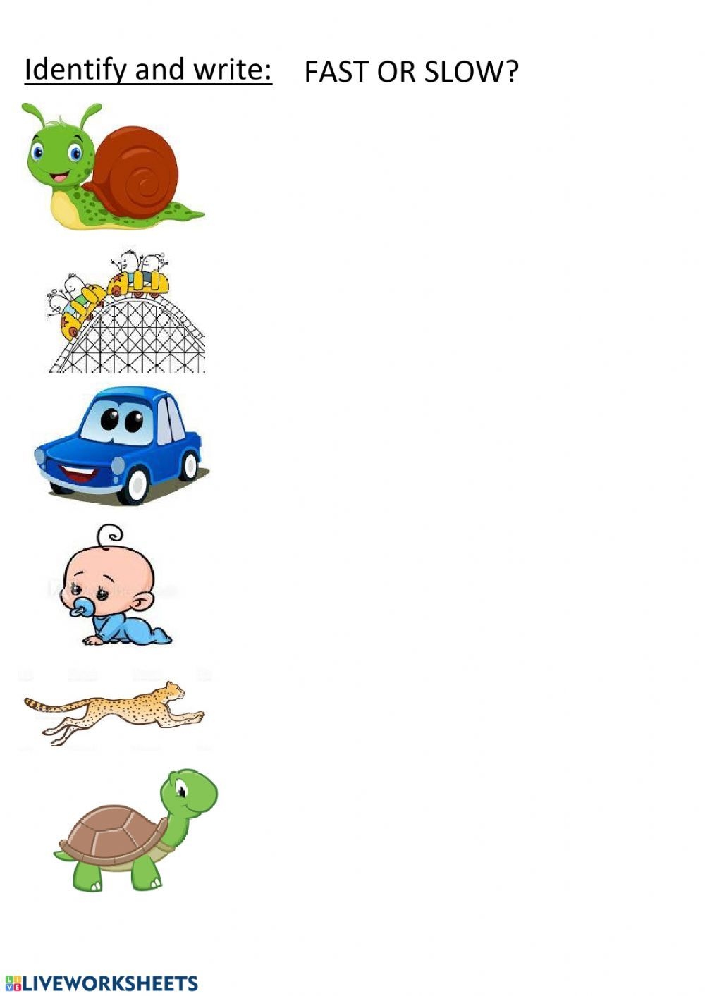 Fast And Slow Worksheets For Kindergarten - Kindergarten Worksheets