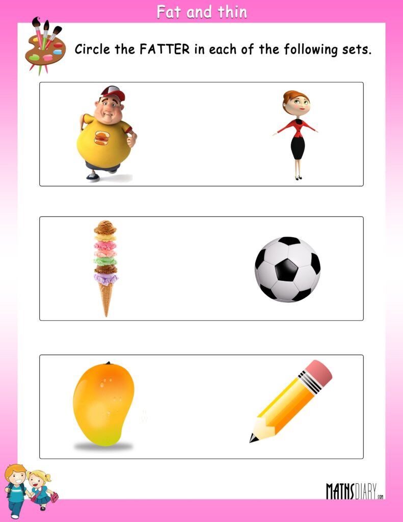 Fat And Thin Worksheets For Kindergarten - Kindergarten Worksheets