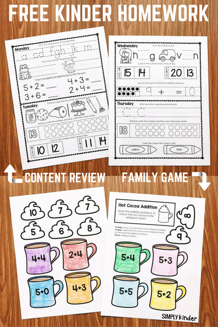 Homework Activities For Kindergarten - Kindergarten Worksheets