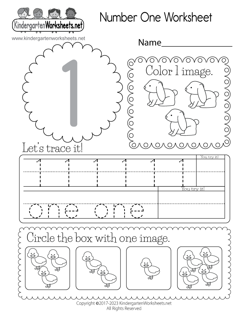 1 Worksheets For Kindergarten - Kindergarten Worksheets