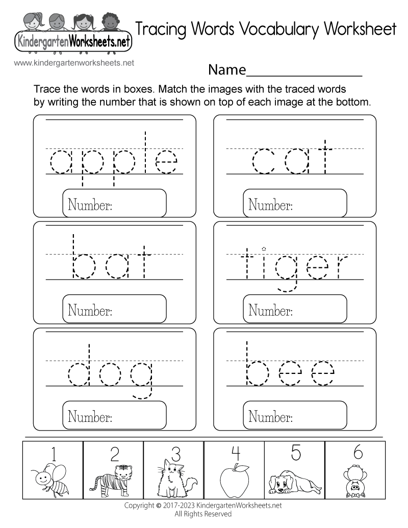 Free Printable Tracing Words For Kindergarten - Kindergarten Worksheets