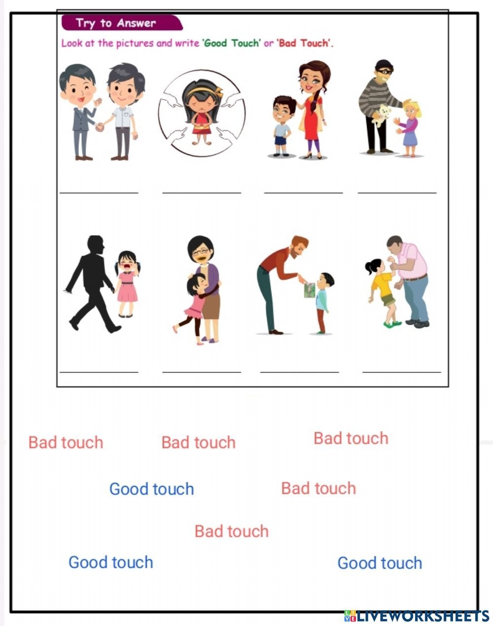 Good Touch Bad Touch Worksheets For Kindergarten - Kindergarten Worksheets