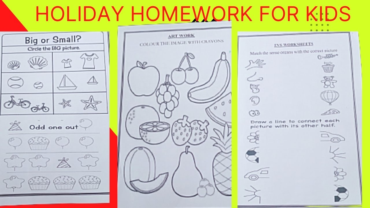 Holiday Homework For Kg Class - Kindergarten Worksheets
