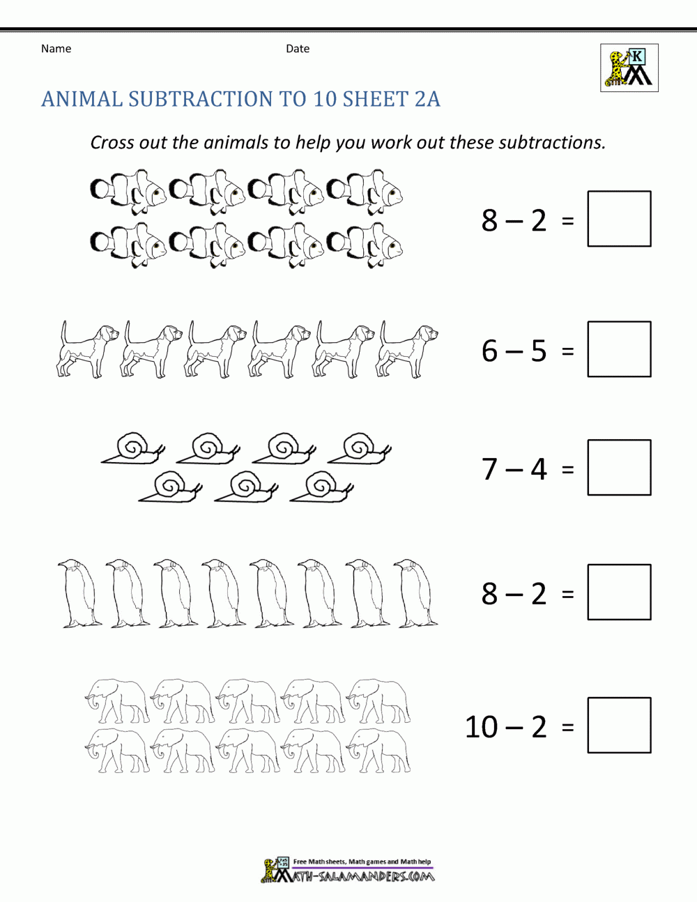 Free Kindergarten Subtraction Worksheets - Kindergarten Worksheets