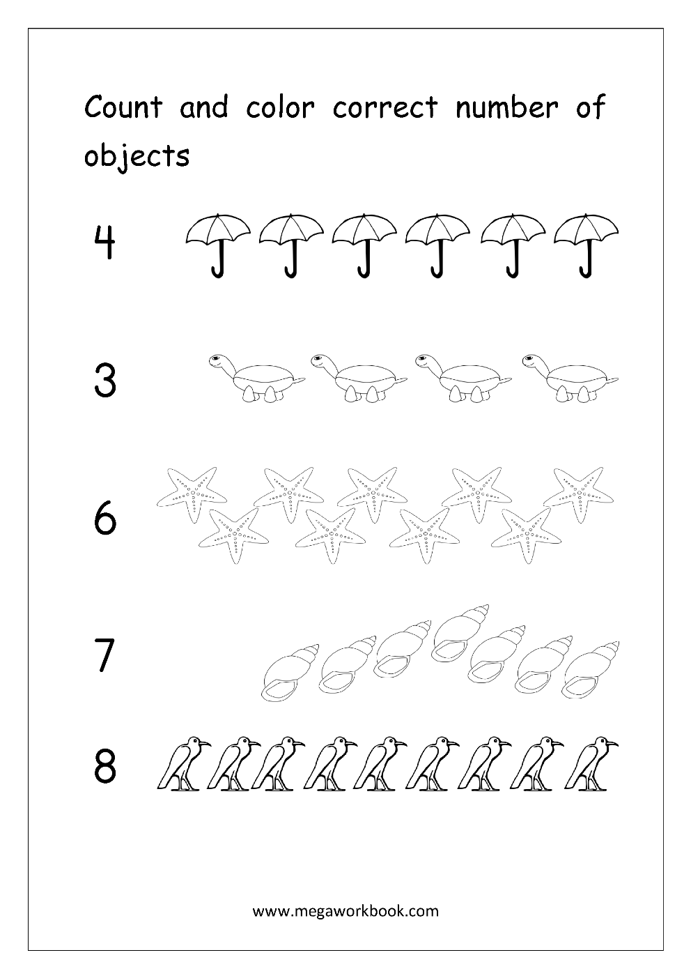 Counting Exercise For Kindergarten - Kindergarten Worksheets