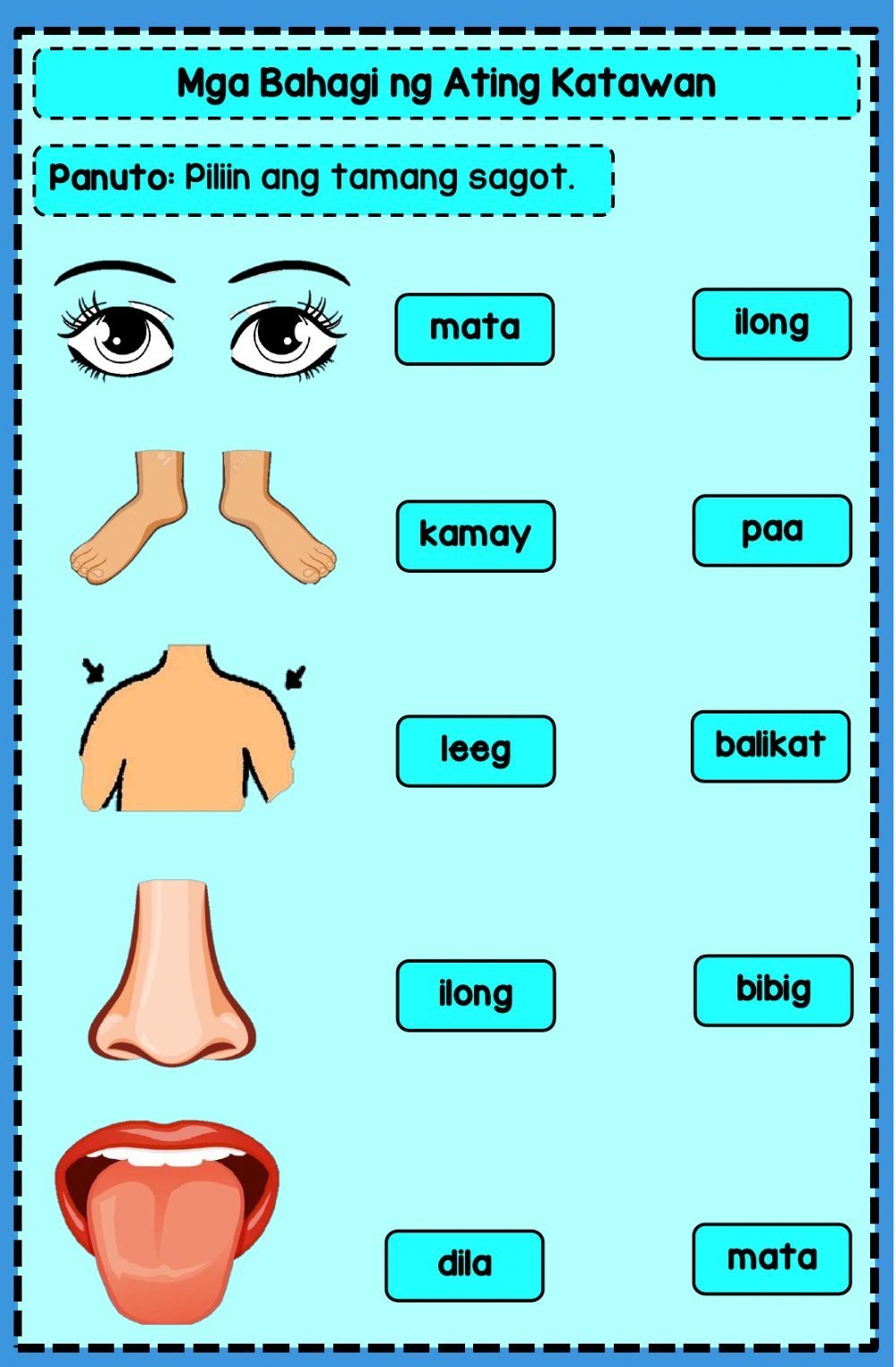 Bahagi Ng Katawan Kindergarten Worksheet - Kindergarten Worksheets
