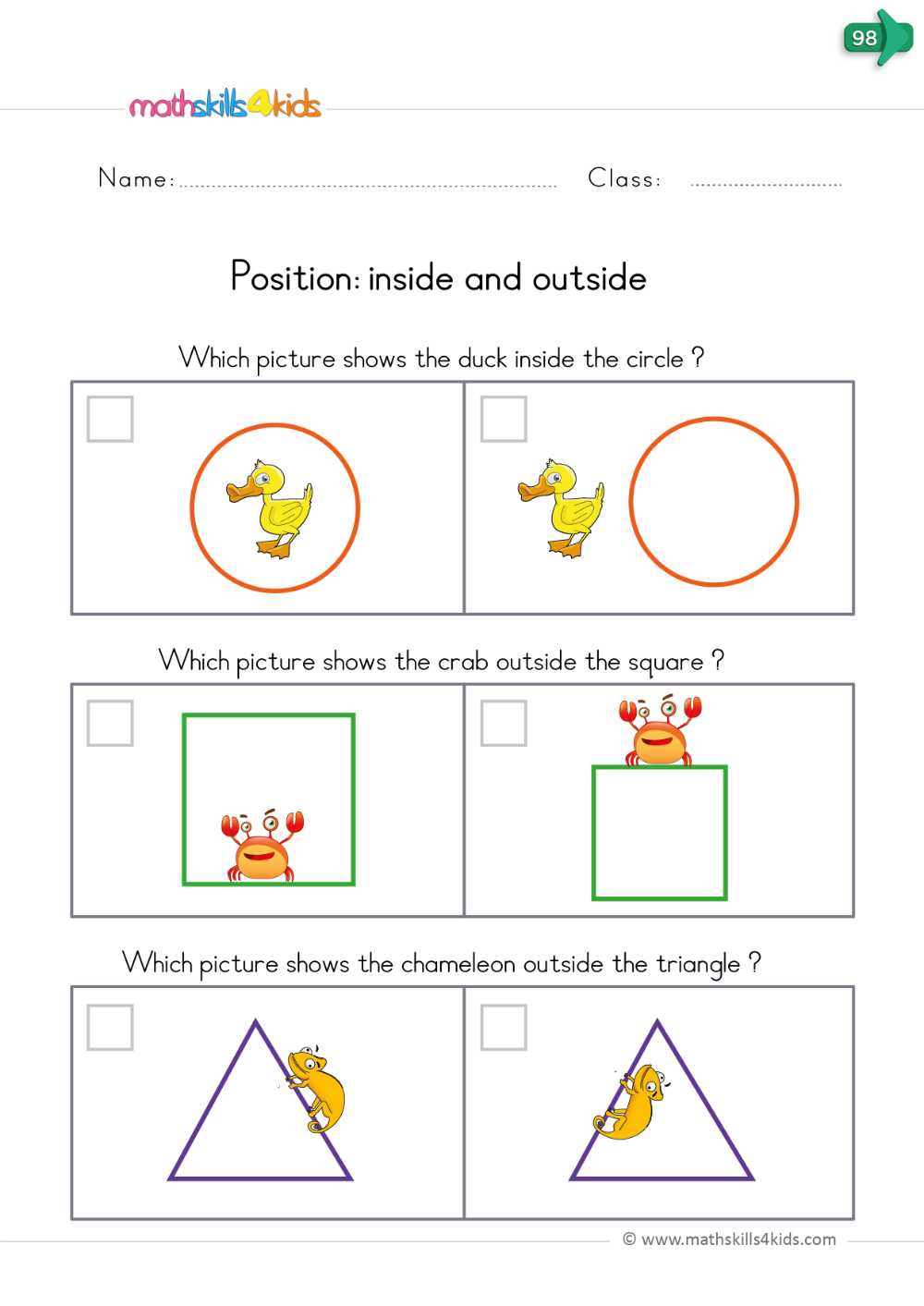 In And Out Worksheet For Nursery - Kindergarten Worksheets