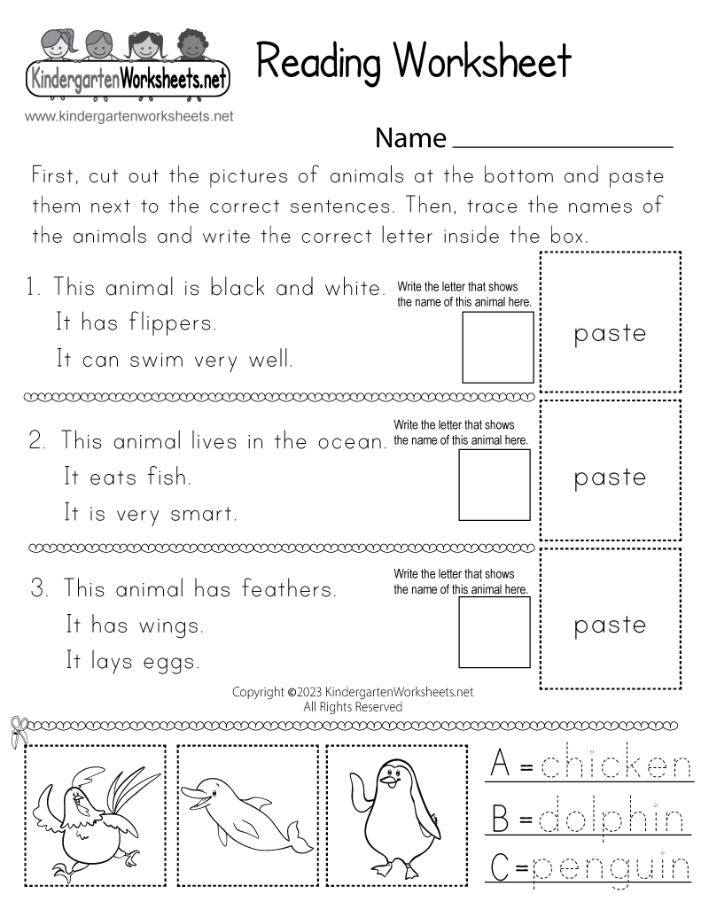 Free Kindergarten Worksheets For Reading - Kindergarten Worksheets