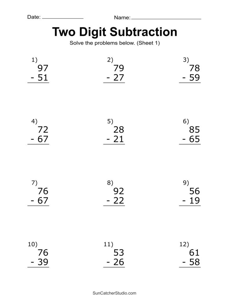 2 Digit Subtraction Worksheets For Kindergarten - Kindergarten Worksheets