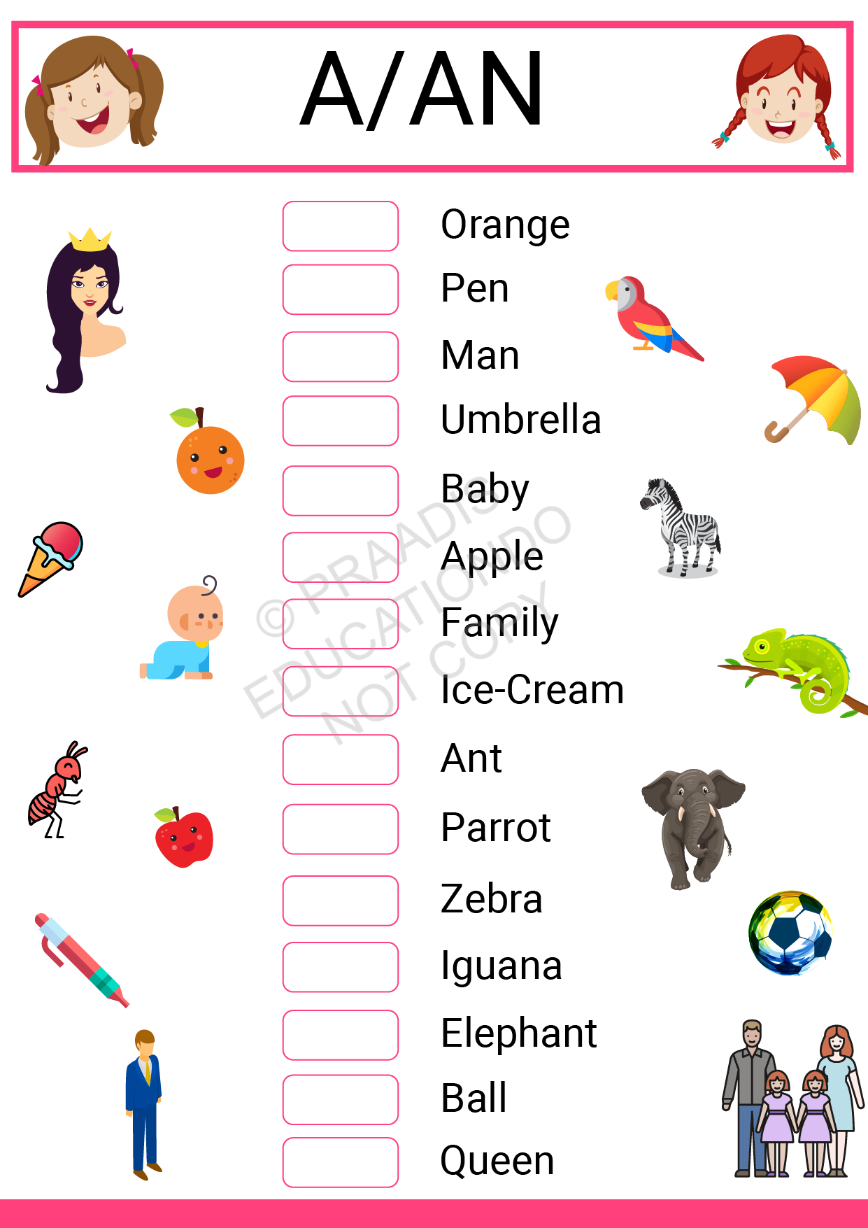 A And An Worksheet For Ukg - Kindergarten Worksheets