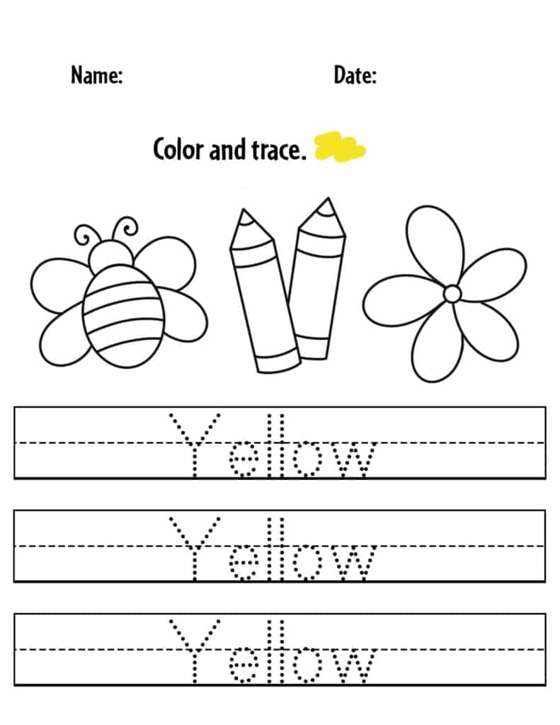 Color Yellow Worksheets For Kindergarten - Kindergarten Worksheets