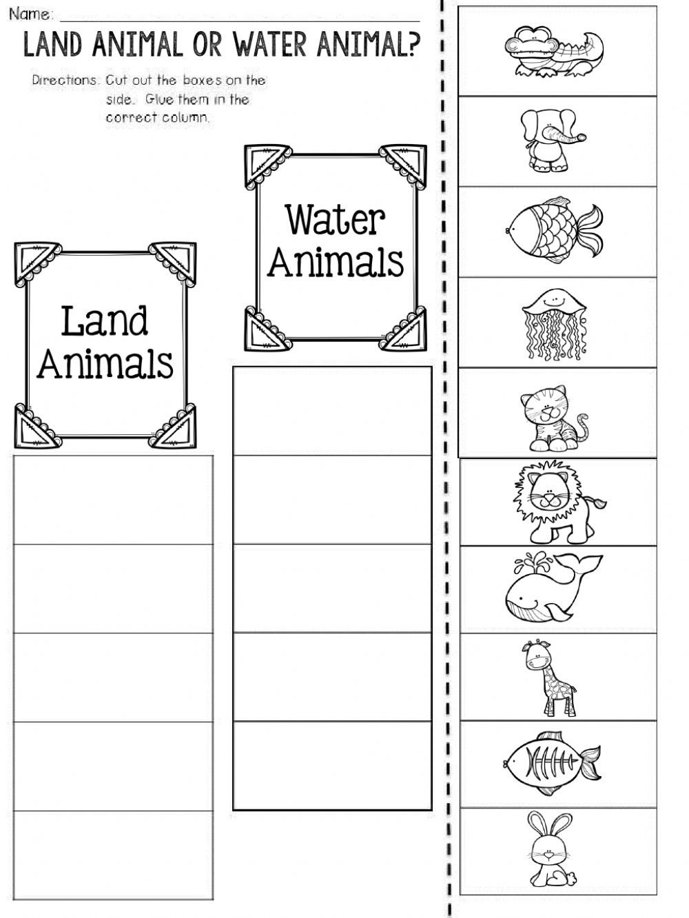 Kindergarten Land Water Air Animals Worksheets - Kindergarten Worksheets