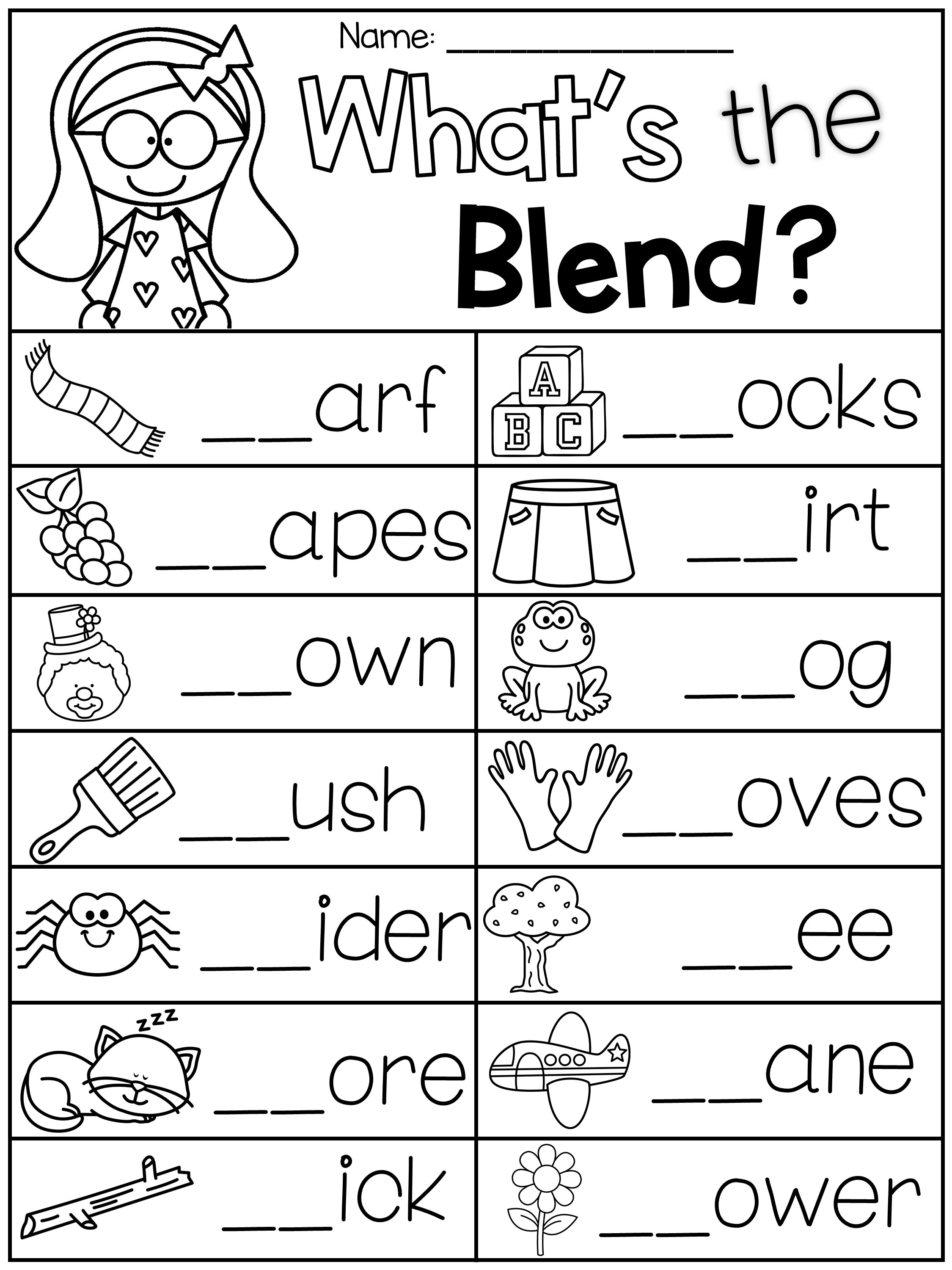 Blends Worksheets For Kindergarten - Kindergarten Worksheets