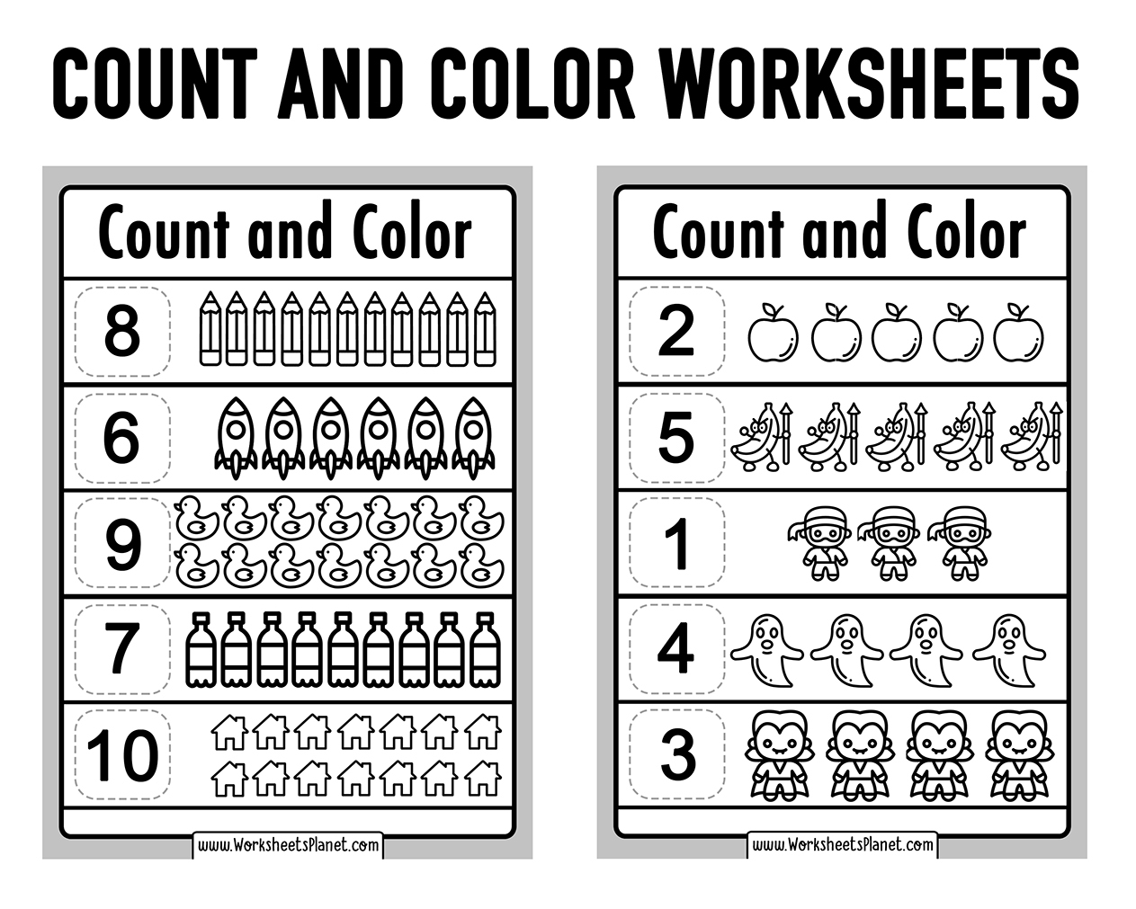 Count And Color Kindergarten Worksheets - Kindergarten Worksheets