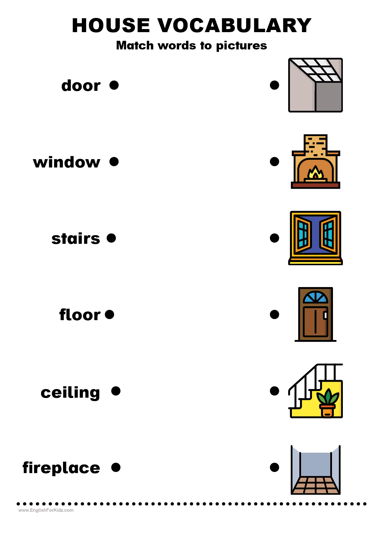 Matching Parts Of The House Worksheets For Kindergarten - Kindergarten ...