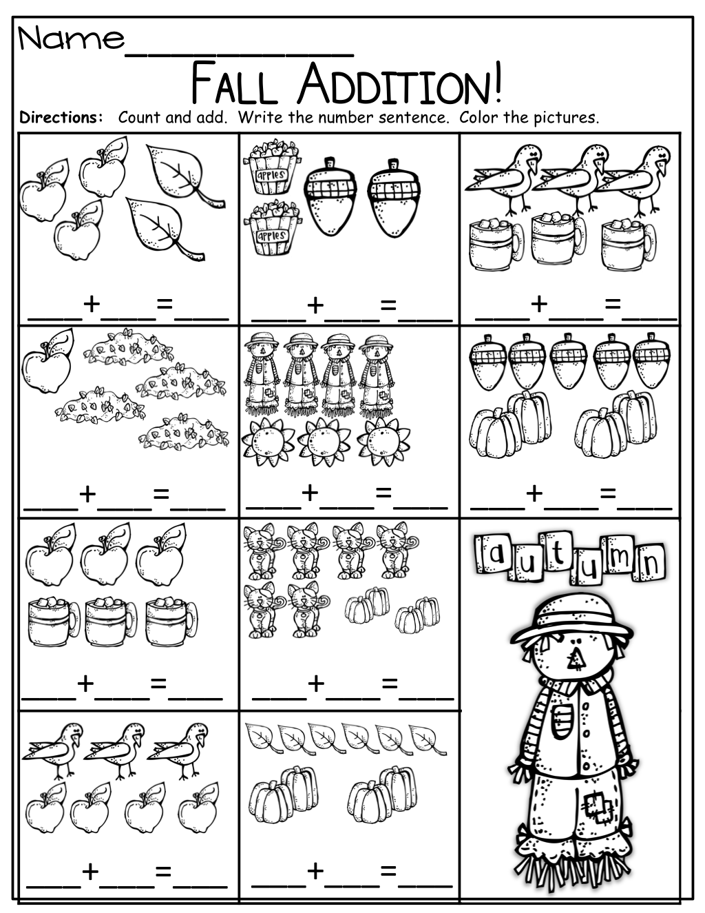 Fall Math Worksheets For Kindergarten - Kindergarten Worksheets