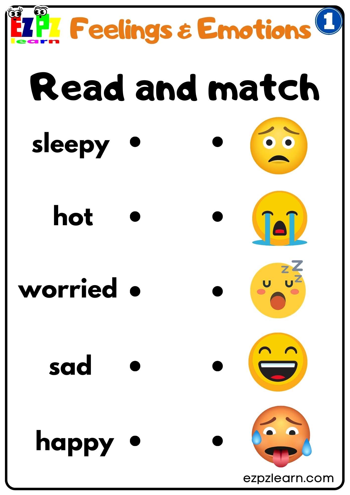 Matching Emotions Worksheets For Kindergarten - Kindergarten Worksheets