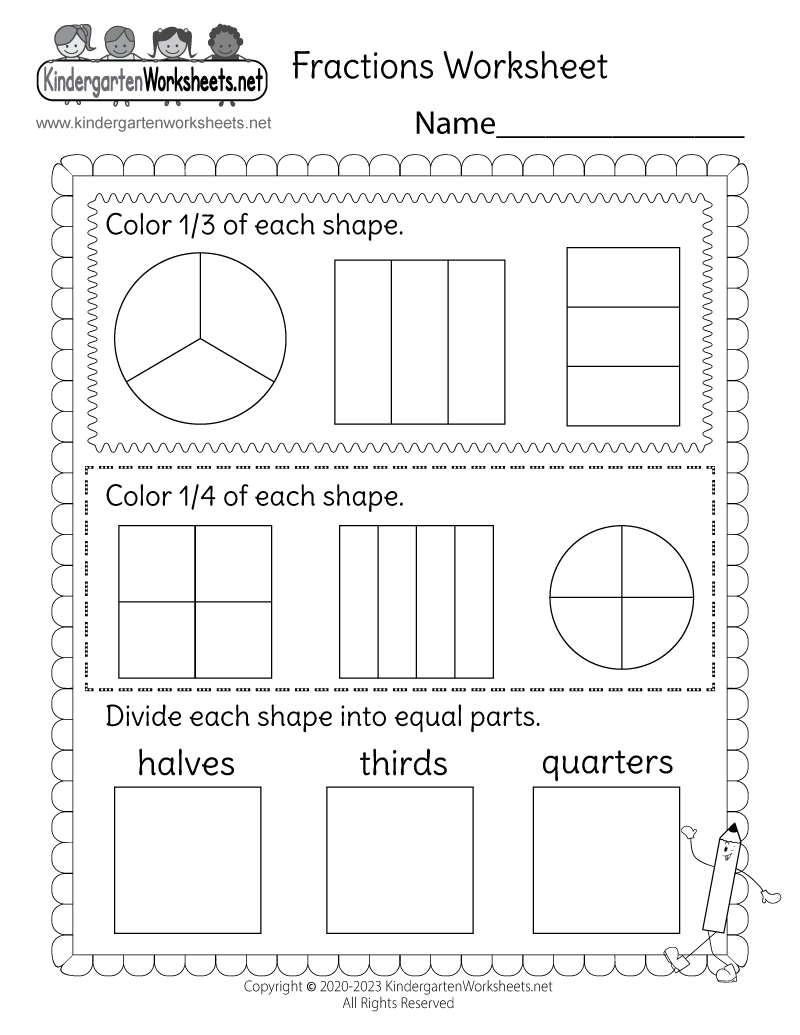 Fraction Worksheets For Kindergarten - Kindergarten Worksheets