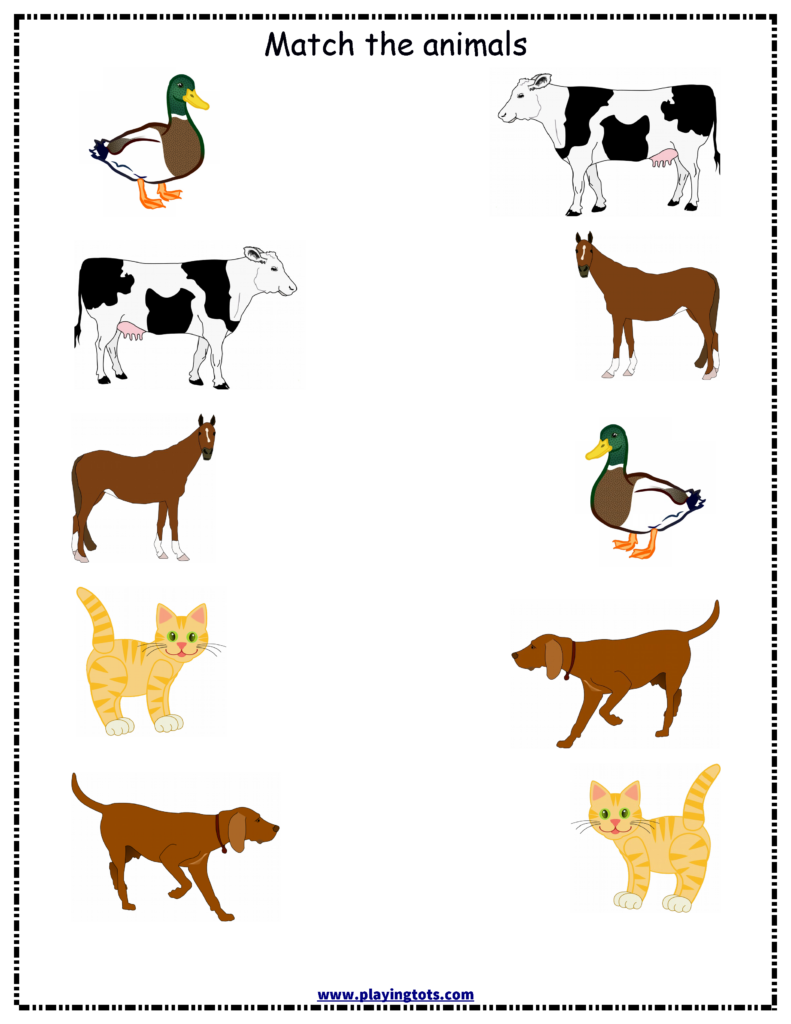 Kindergarten Animal Match Worksheets - Kindergarten Worksheets