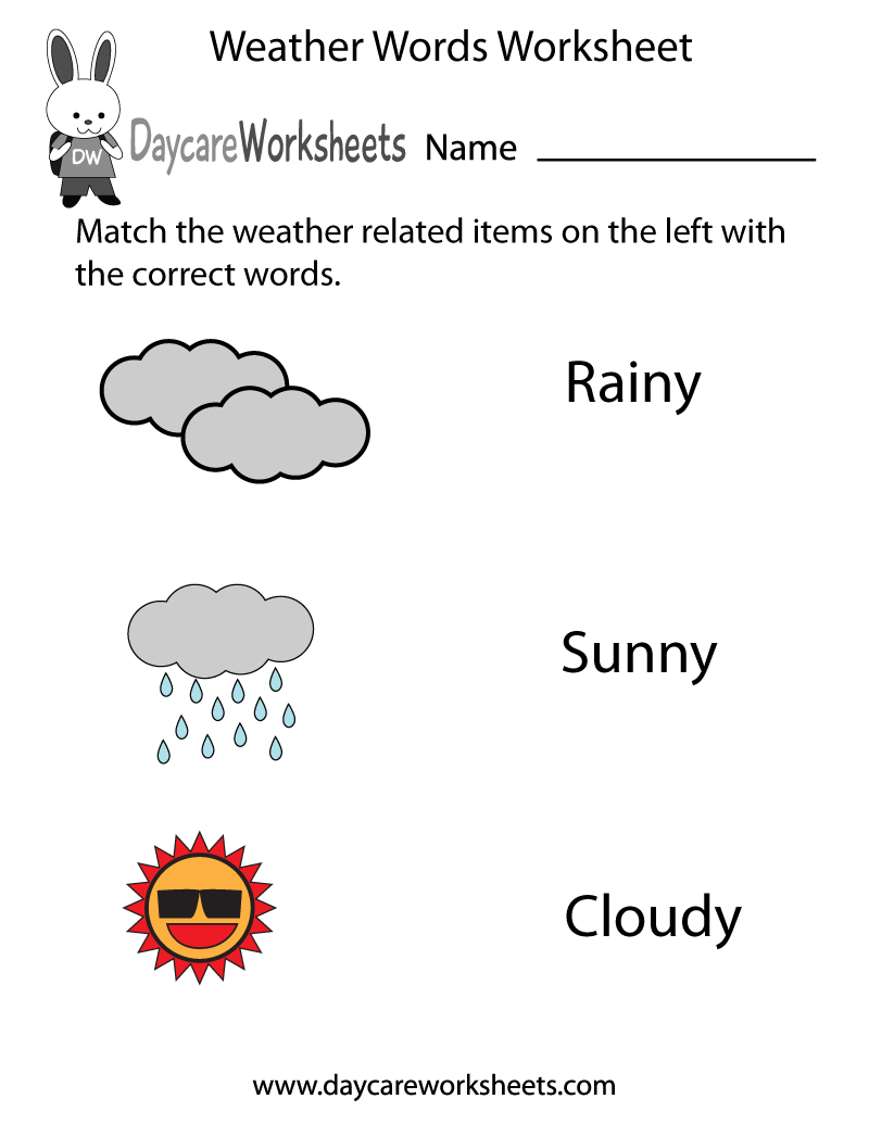 Matching Weather Worksheets For Kindergarten - Kindergarten Worksheets