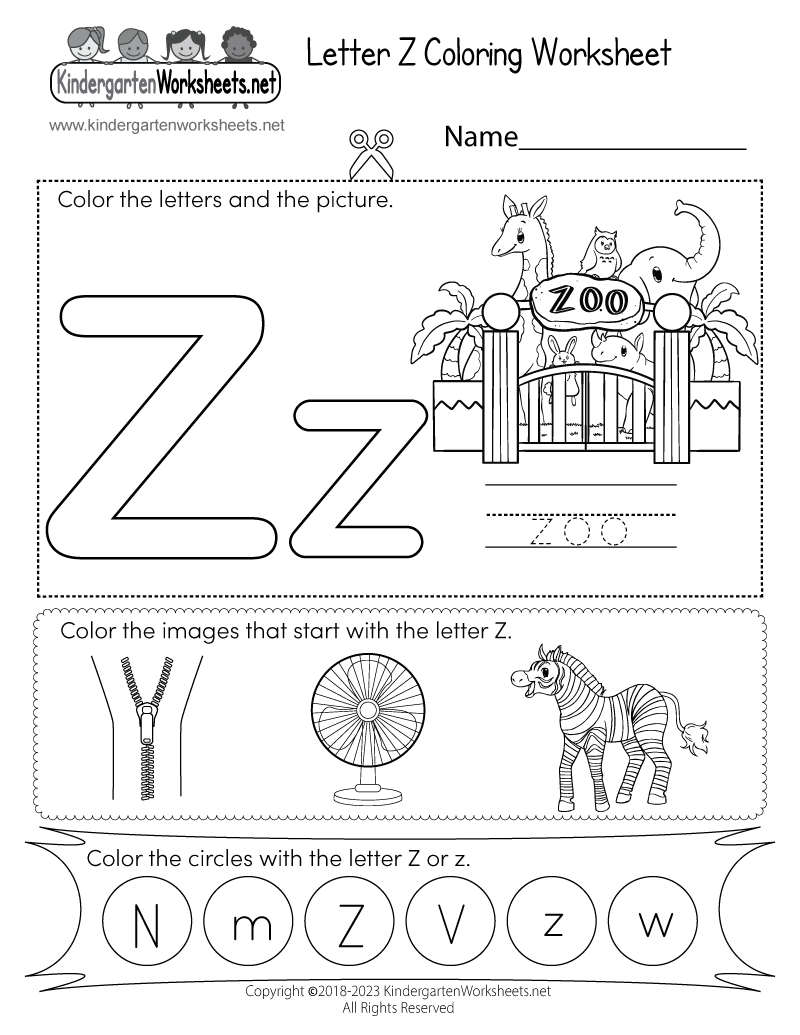 Letter Z Kindergarten Worksheets - Kindergarten Worksheets
