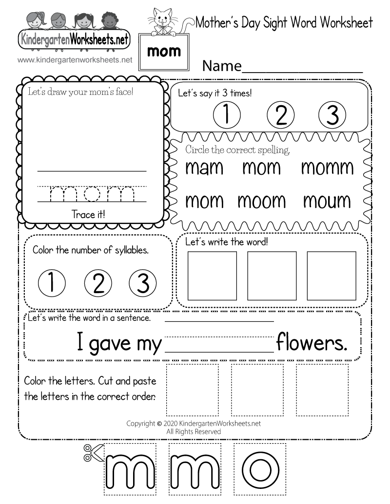Mother'S Day Worksheets For Kindergarten - Kindergarten Worksheets