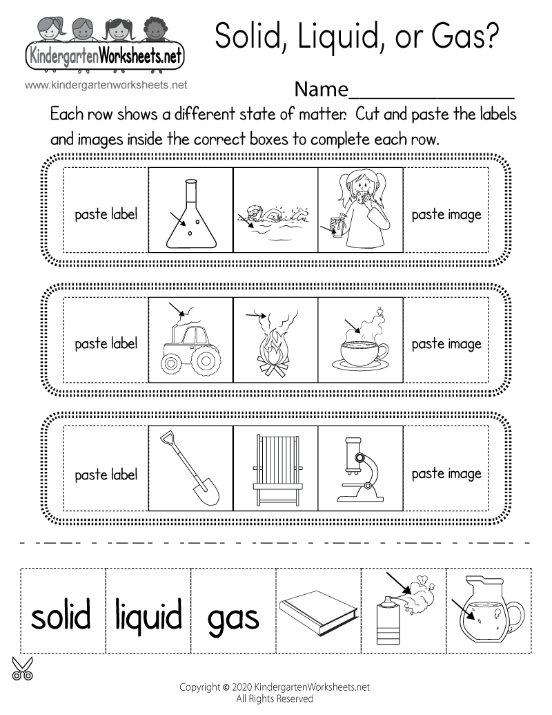 Kindergarten Solid Liquid Gas Worksheets - Kindergarten Worksheets
