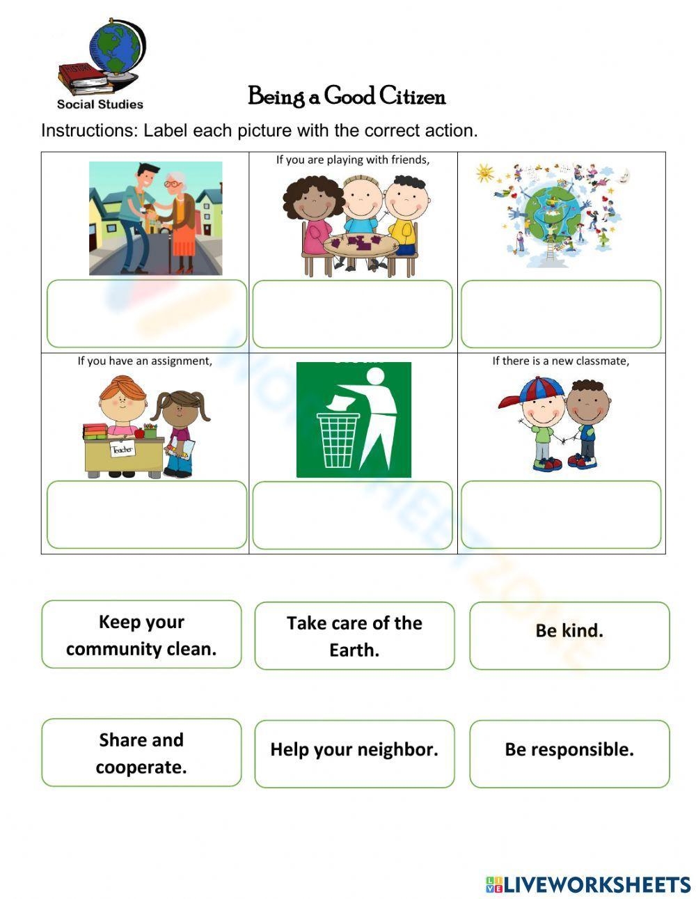 Good Citizen Worksheets For Kindergarten - Kindergarten Worksheets
