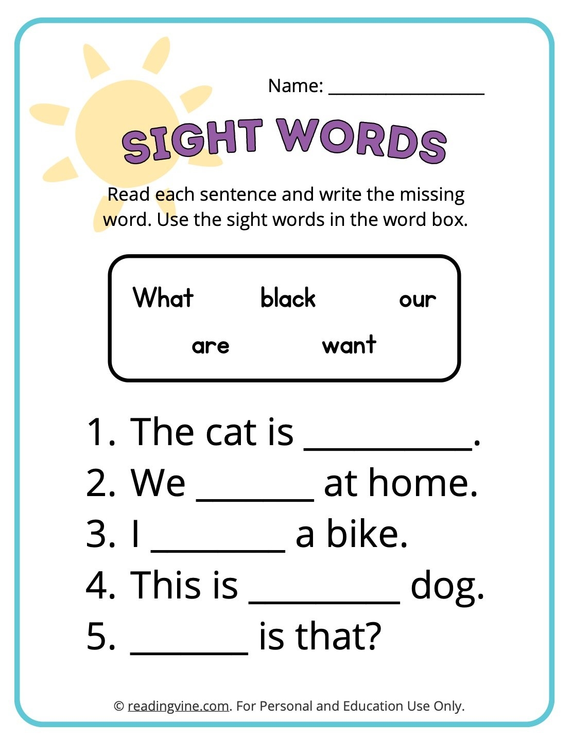 Kindergarten Fill In The Blank Worksheets - Kindergarten Worksheets